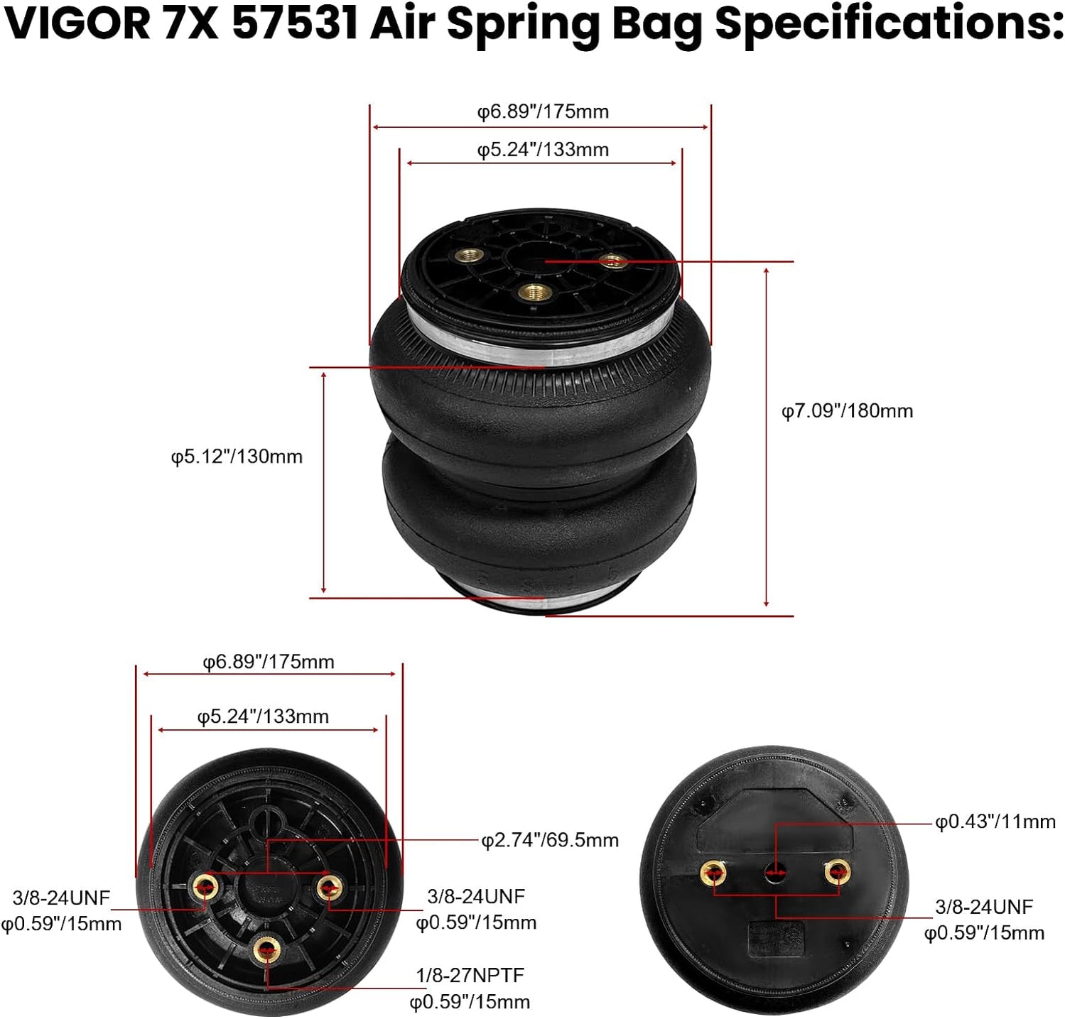 VigorLift 7500 XL Pro Air Spring Suspension Kit - 57531 Compatible wit ...
